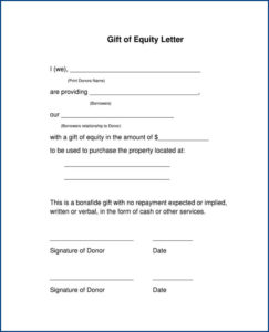 Gift of Equity Letter Template (Free Printable)