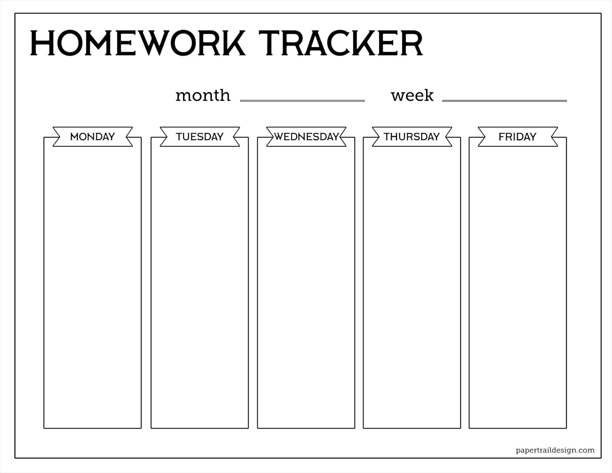 Printable Homework Planner Template For Students