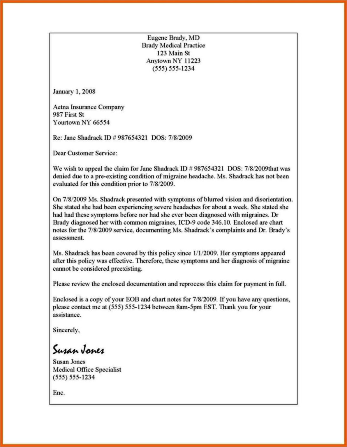 Printable Insurance Company Appeal Letter Template