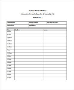 Printable Interview Schedule Template