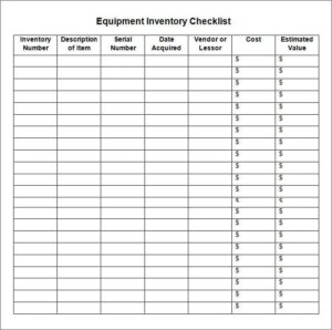 Printable Inventory Checklist Template
