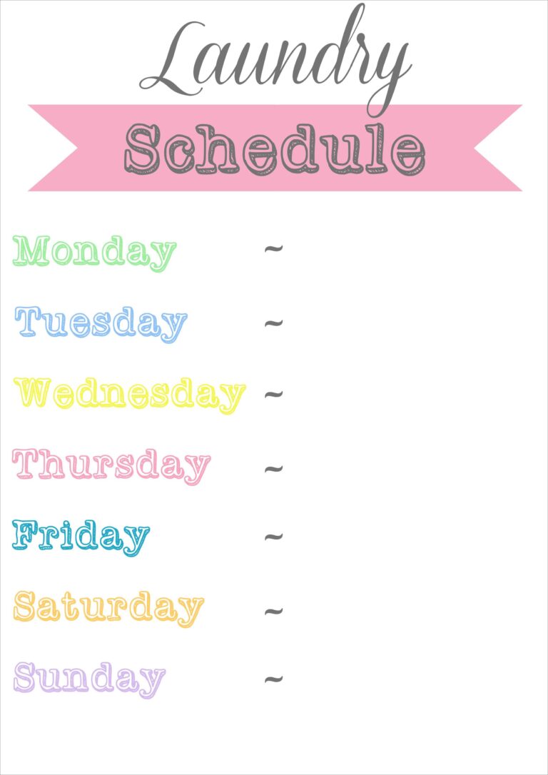 Printable Laundry Schedule Template