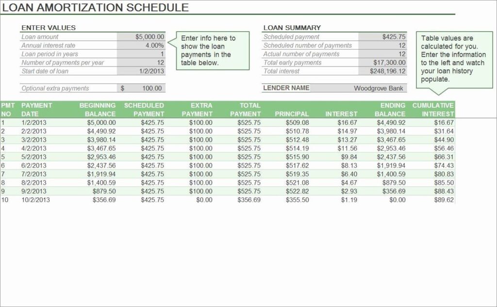 Loan Payment Schedule Template