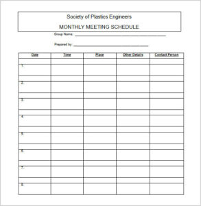 Free Printable Meeting Schedule Excel Template