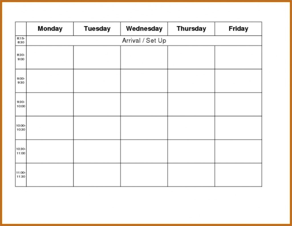 Monday-to-Friday Schedule Template