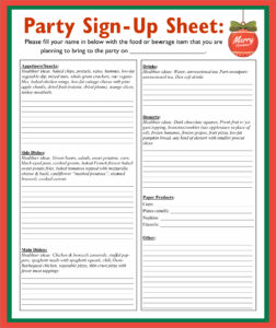 Party Sign-up Sheet Template
