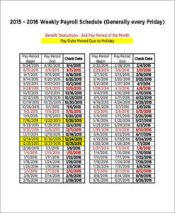 Payroll Schedule Template
