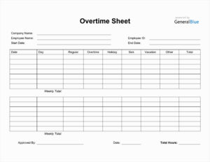 Free Printable Timesheet Template With Overtime