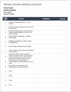 Printable Project Kickoff Meeting Agenda Template