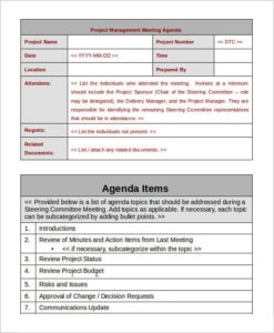 Printable Project Management Meeting Agenda Template