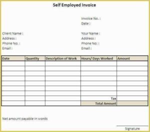 Printable Self-Employed Timesheet Invoice Template