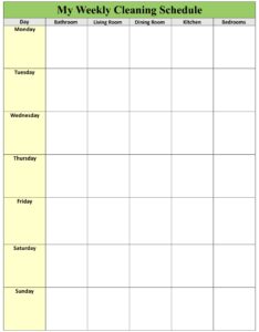 Shower Schedule Template