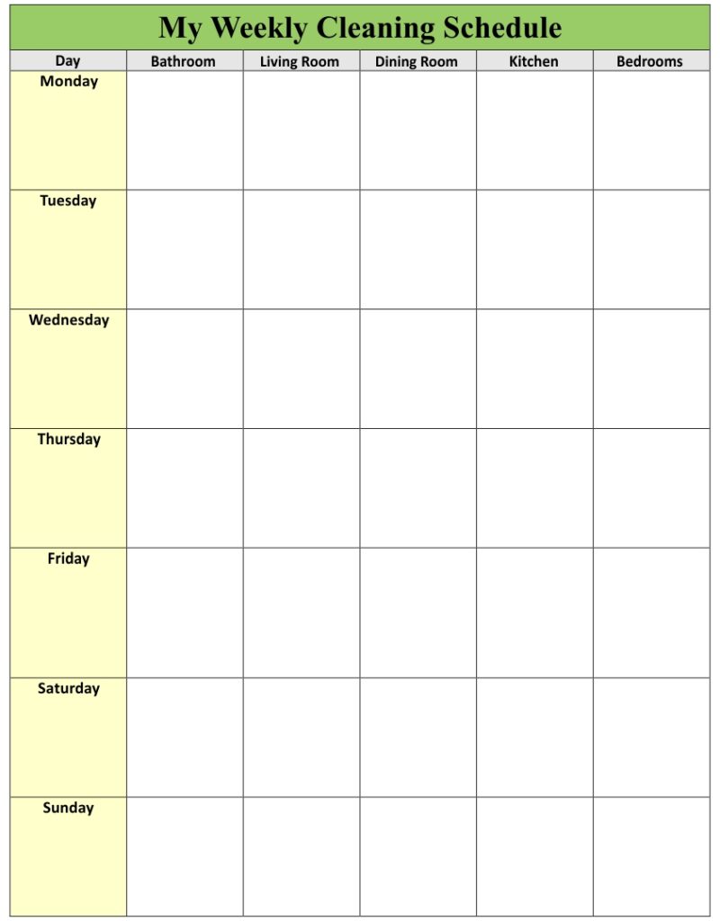 Shower Schedule Template