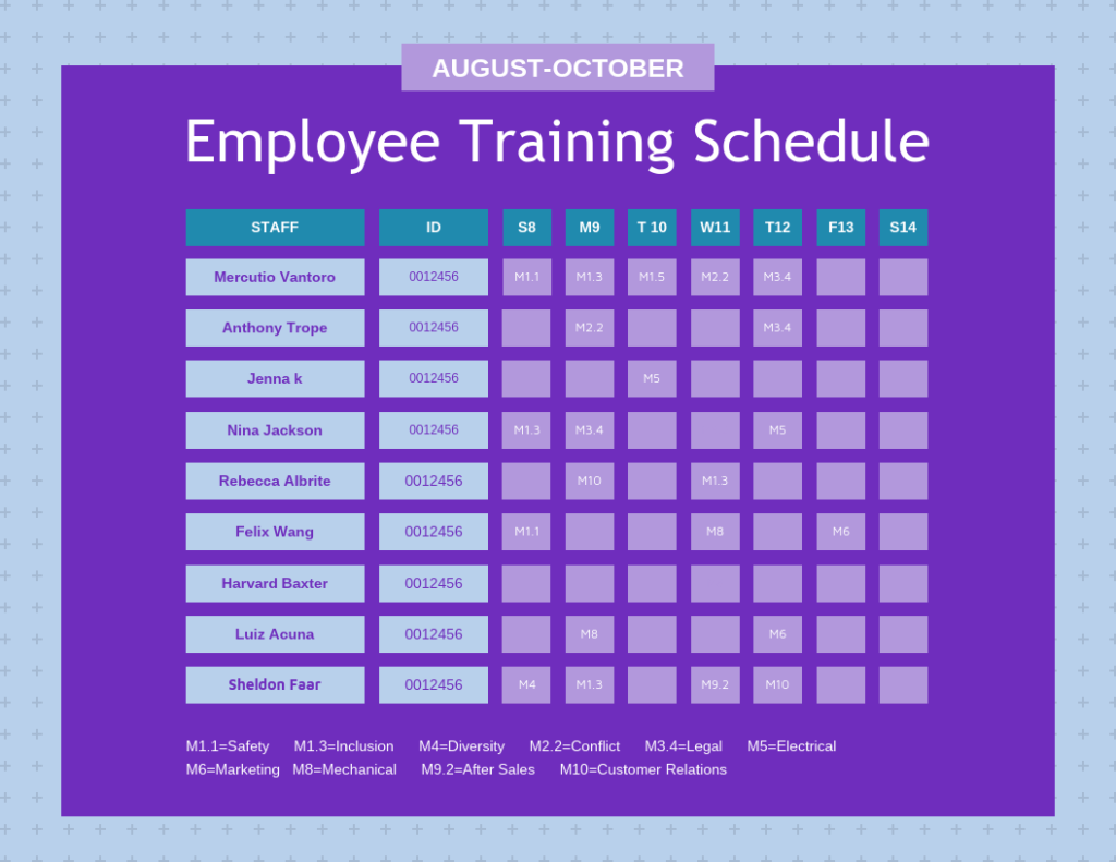 Staff Training Schedule Template