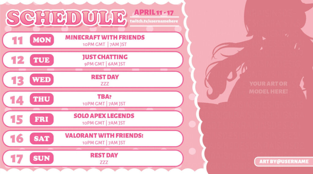 Stream Schedule Template