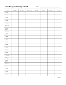Time Management Schedule Template