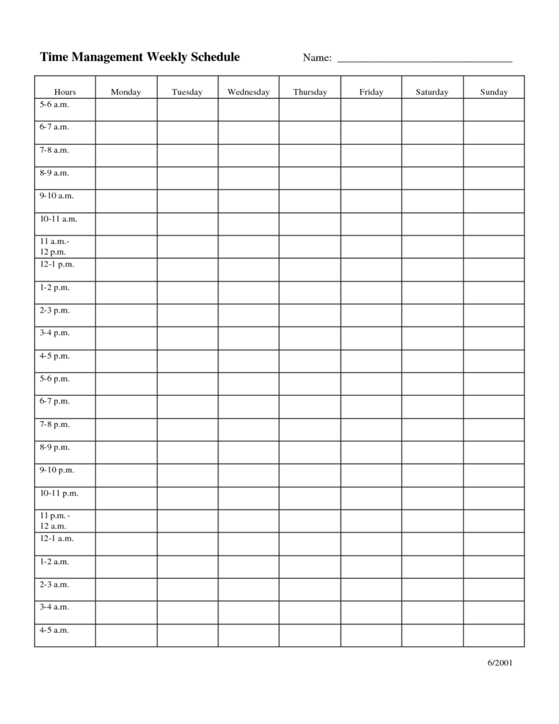 Time Management Schedule Template