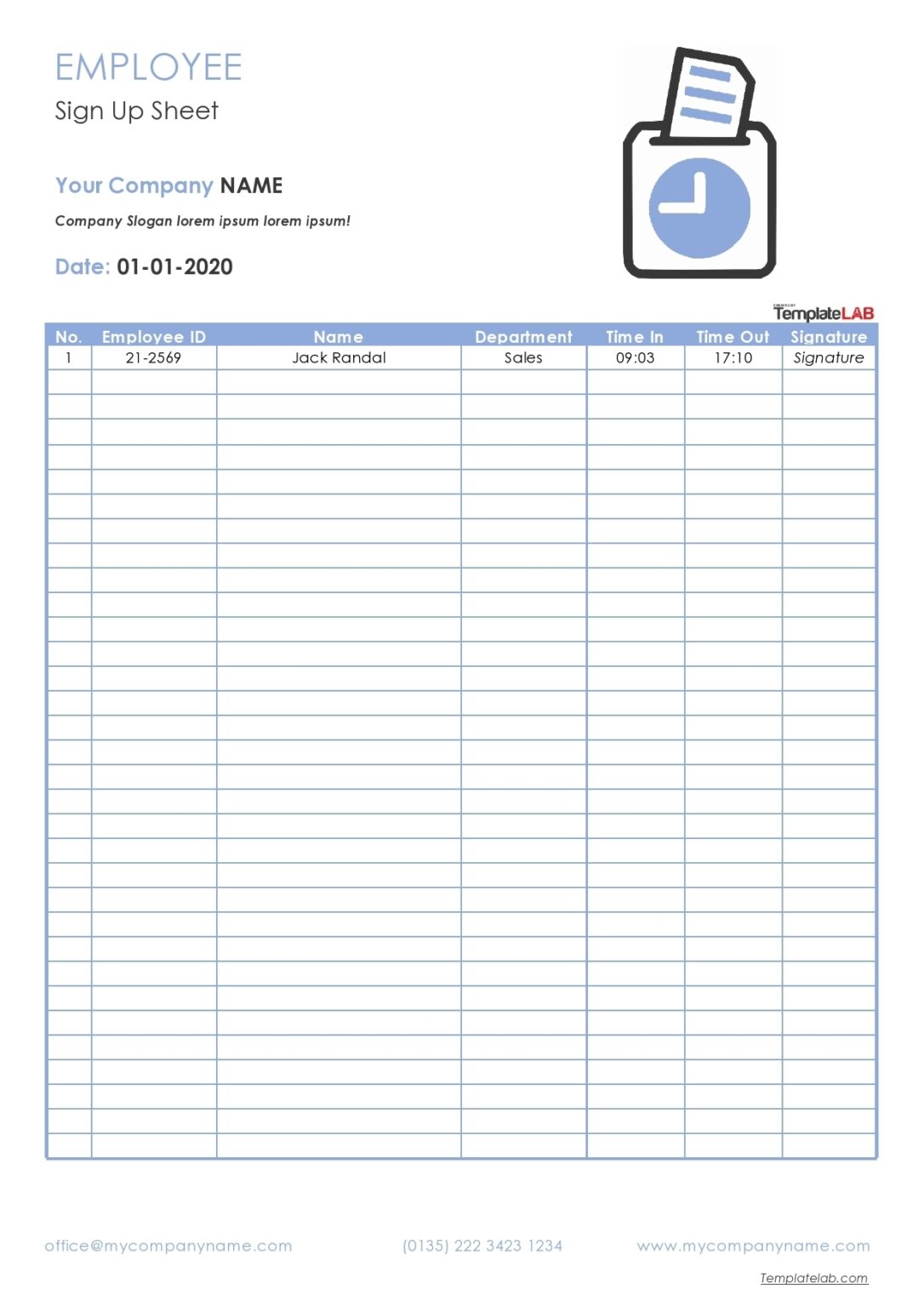 Time Slot Sign-up Sheet Template