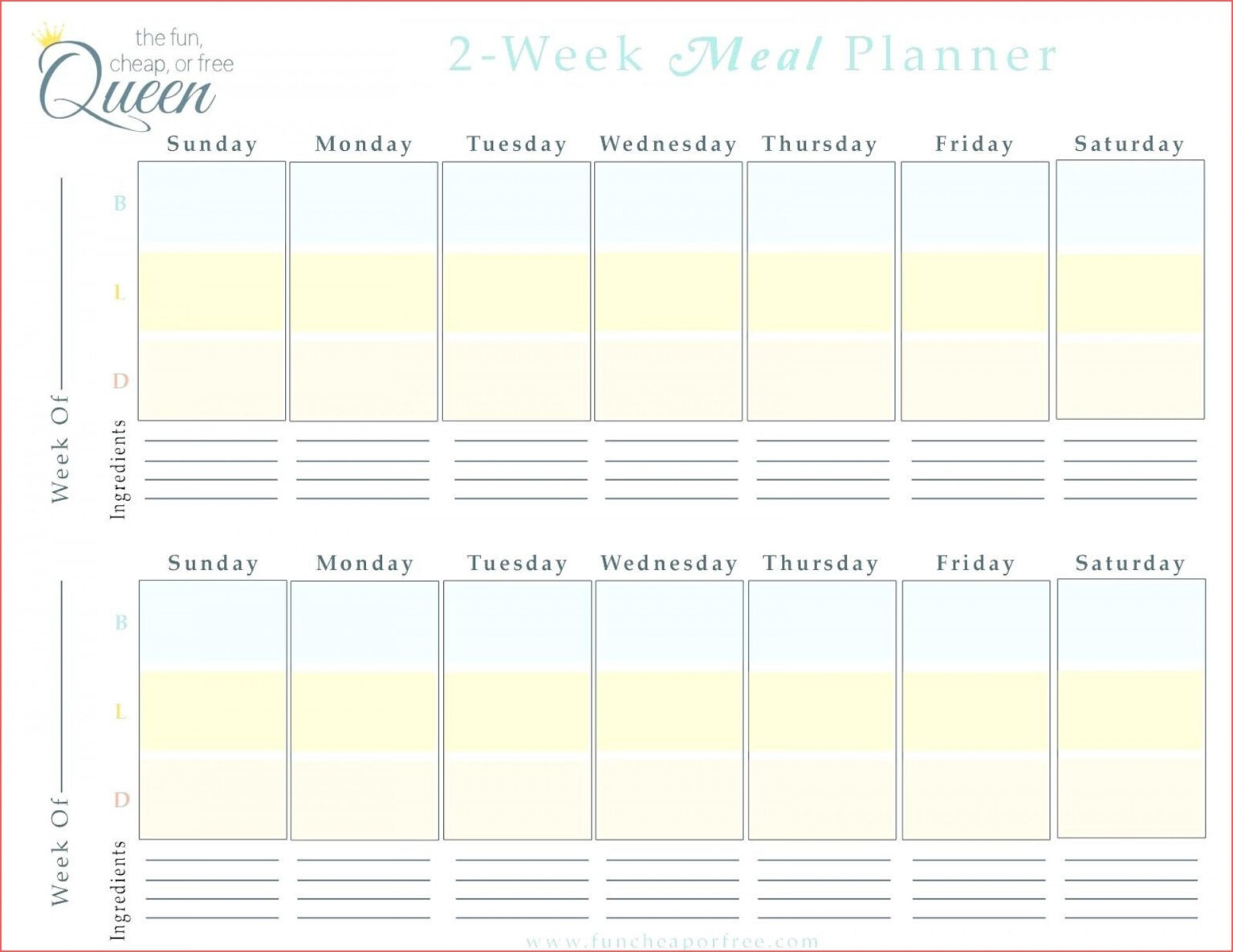 Two-week Schedule Template