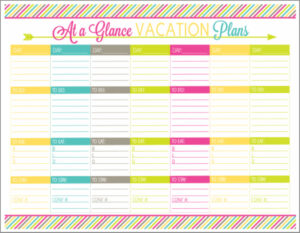 Printable Vacation Planner Calendar Template