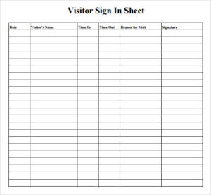 Visitors Sign-in Sheet Template