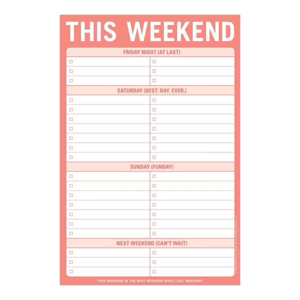 Weekend Schedule Template