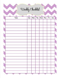 Weekly Checklist Template