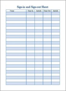 Free Printable General Sign-in Sheet Template