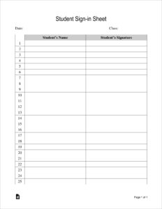 Free Printable General Sign-in Sheet Template