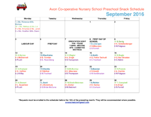 Snack Schedule Template