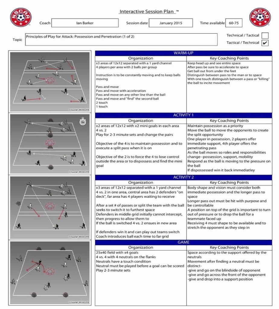 Soccer Practice Schedule Template