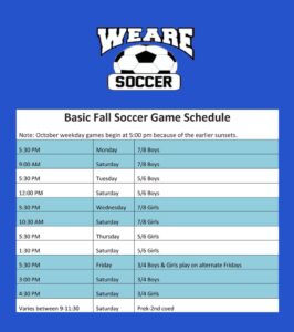 Printable Soccer Schedule Template