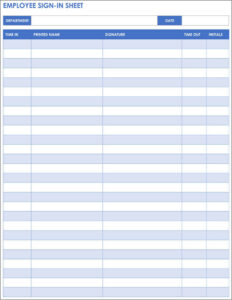 Printable Blank Staff Sign-in Sheet Template