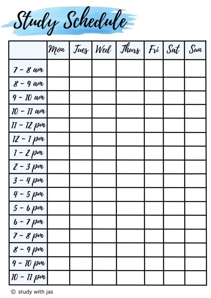 Study Schedule Template