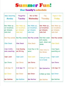 Summer Schedule Template