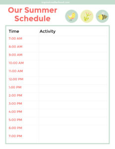 Summer Schedule Template