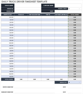 Printable Timesheet Template For Truck Drivers