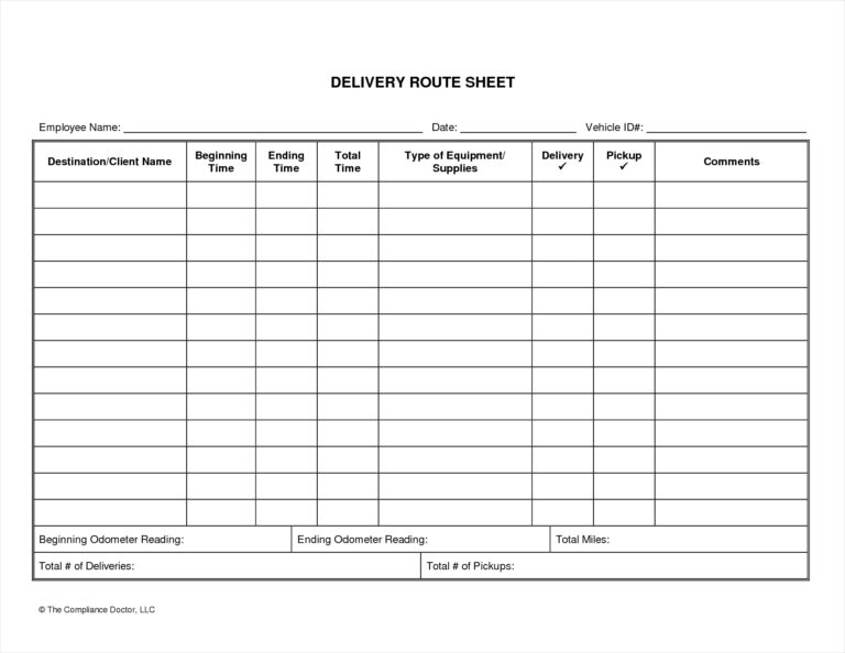 Printable Timesheet Template For Truck Drivers