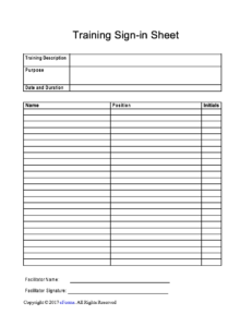 Training Sign-in Sheet Template