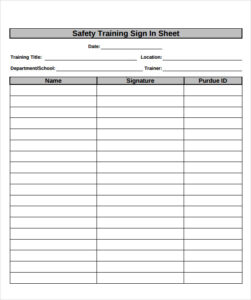 Training Sign-in Sheet Template