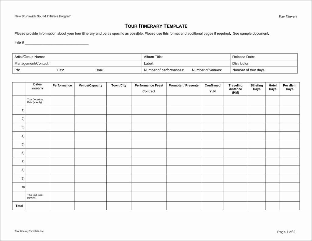 Free Printable Travel Schedule Template