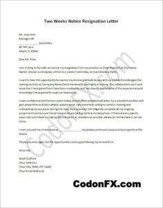 Two Weeks Notice Resignation Letter Template (with Sample)