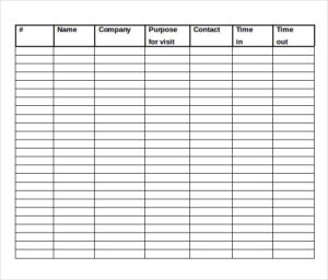 Visitors Sign-in Sheet Template