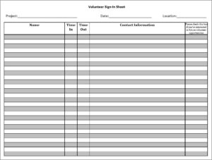 Free Printable Volunteer Sign-in Sheet Template