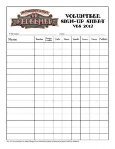 Volunteers Sign-up Sheet Template