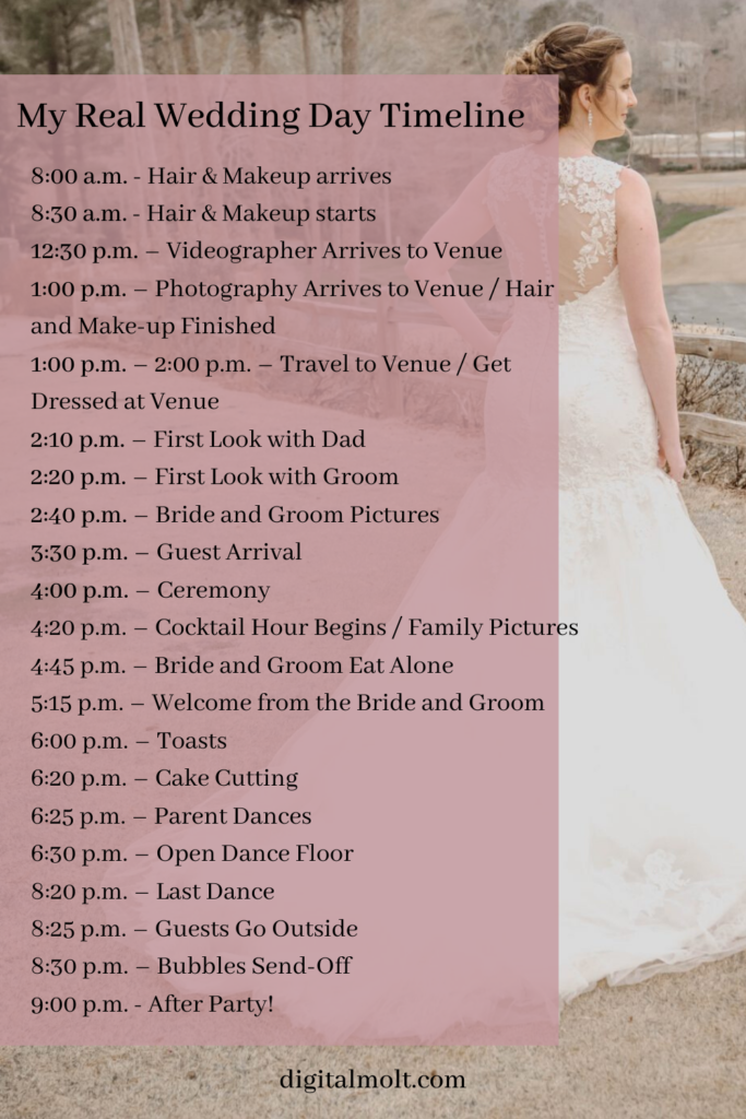 Wedding Day Time Schedule Template