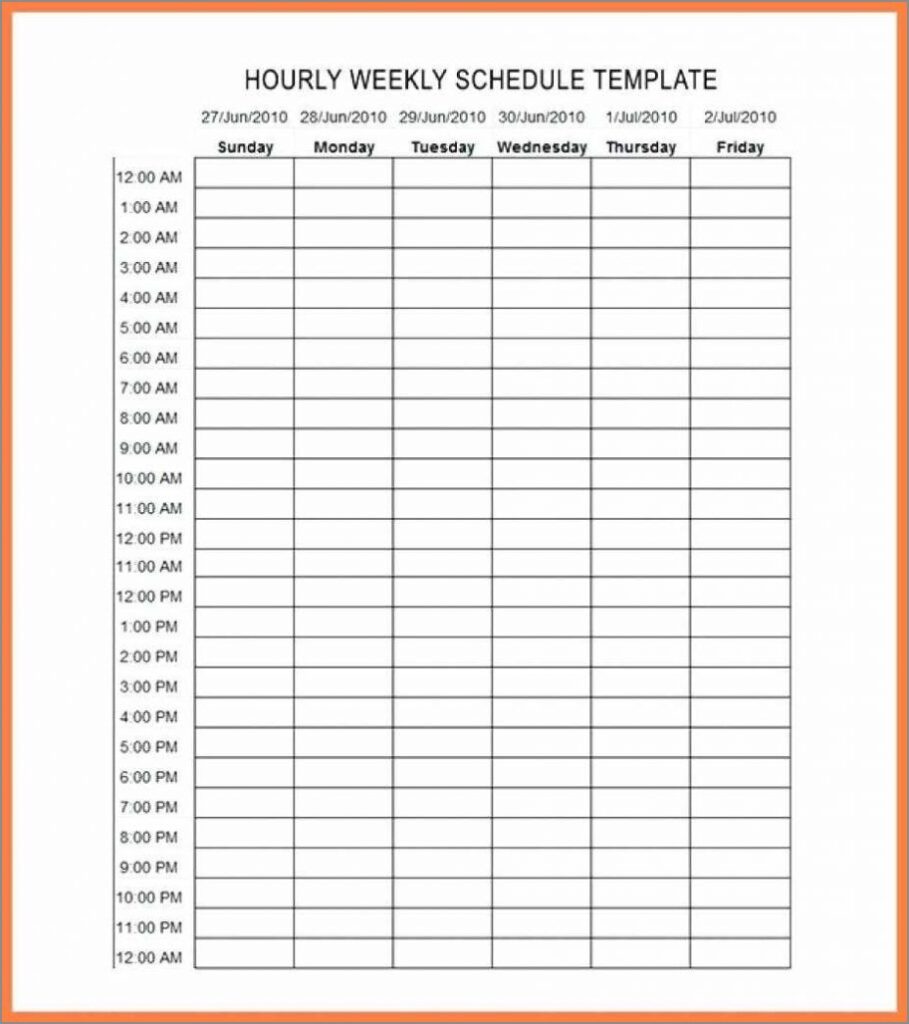 Free Printable Weekly Schedule Template By Hour