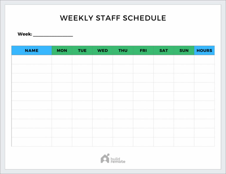 Printable Weekly Staff Schedule Template