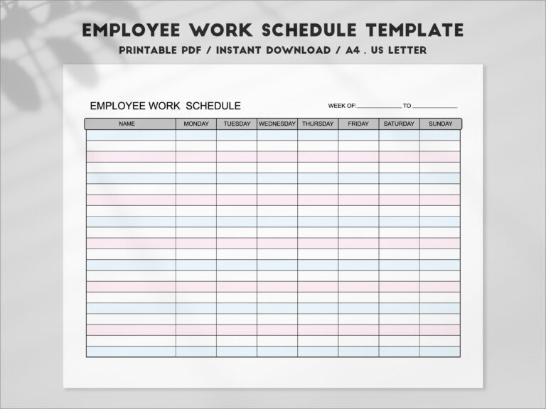Printable Weekly Staff Schedule Template