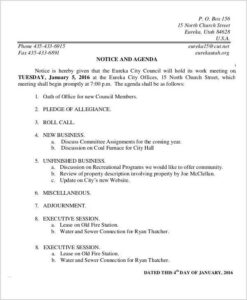 Free Printable Work Meeting Agenda Template
